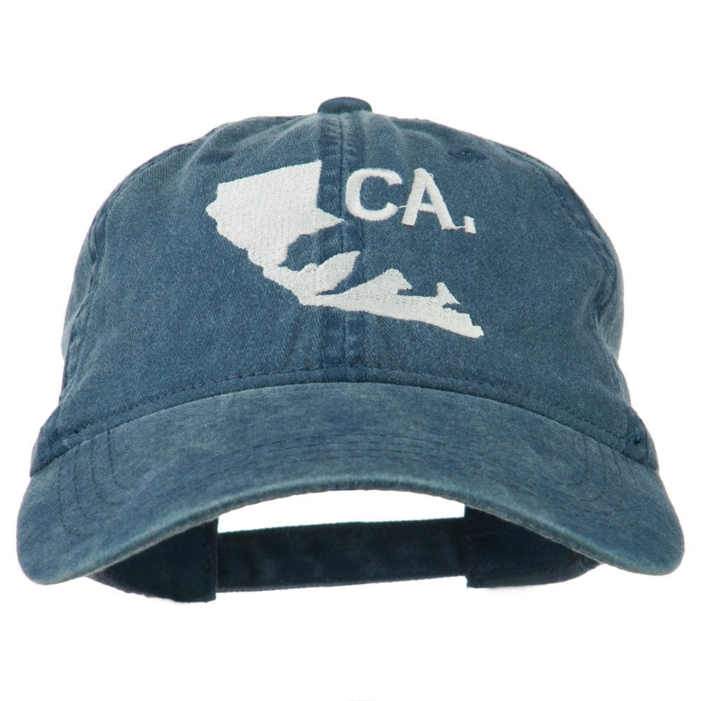 CA Map with Bear Embroidered Washed Cap - Navy OSFM - Walmart.com