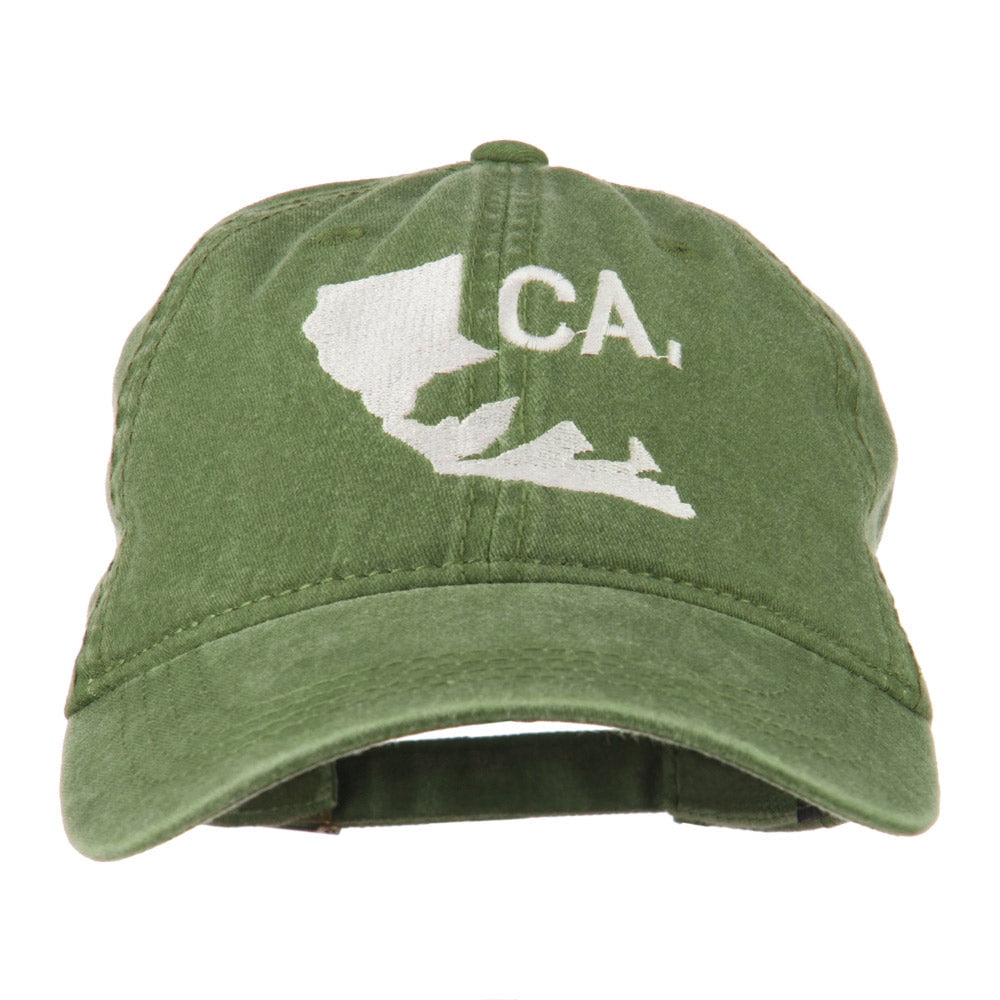 CA Map with Bear Embroidered Washed Cap - Olive Green OSFM - Walmart.com