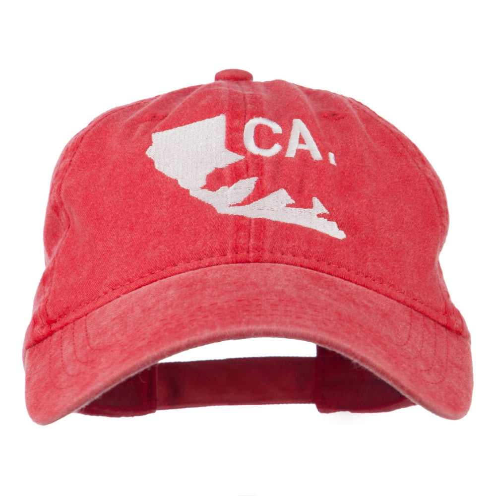 CA Map with Bear Embroidered Washed Cap - Red OSFM - Walmart.com