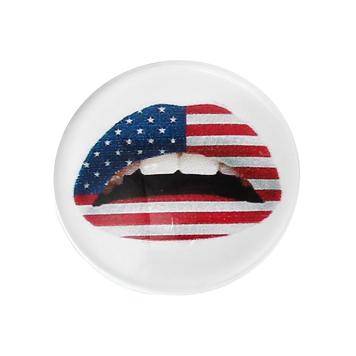 CA457 - 10 pcs Circle Lips American Flag USA Glass Round Dome Seals ...