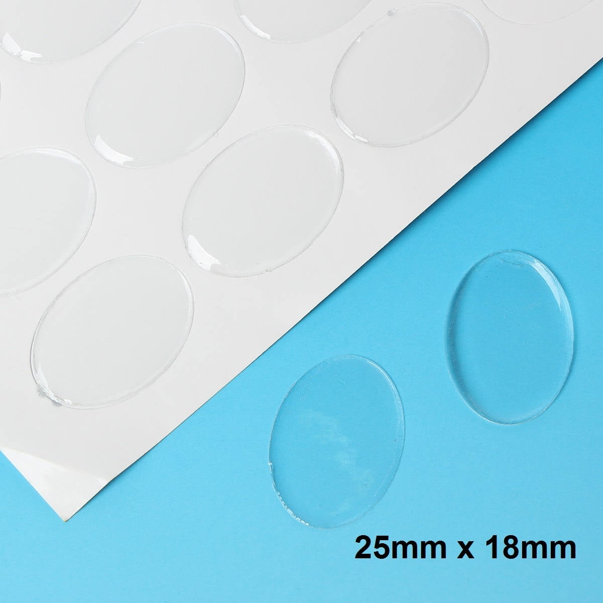 CA501 - 50 Oval Clear Round Epoxy Resin Stickers - 25mm (1") x 18mm (3/ ...