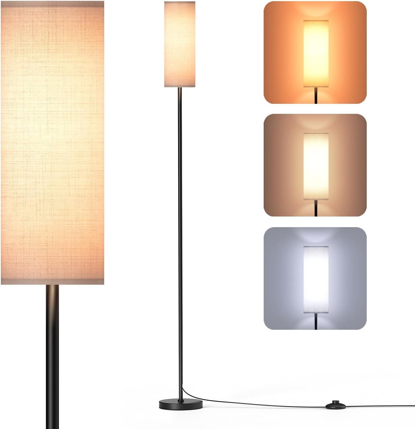 CAALOGT Modern Standing Floor Lamp, 3 Color Temperatures, Foot Switch ...
