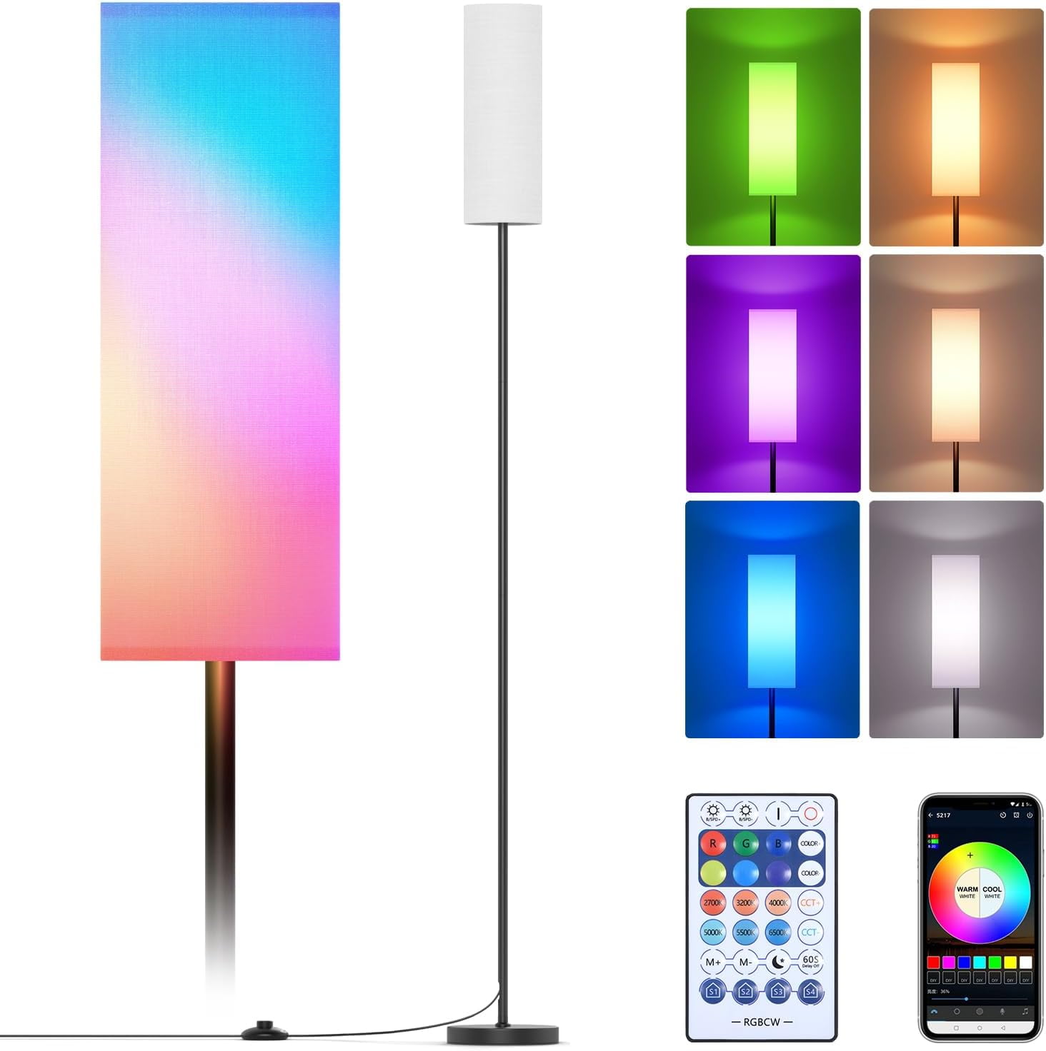 Modern Triangle RGB Color Floor Lamp Music Sync Mood Light +Remote ...