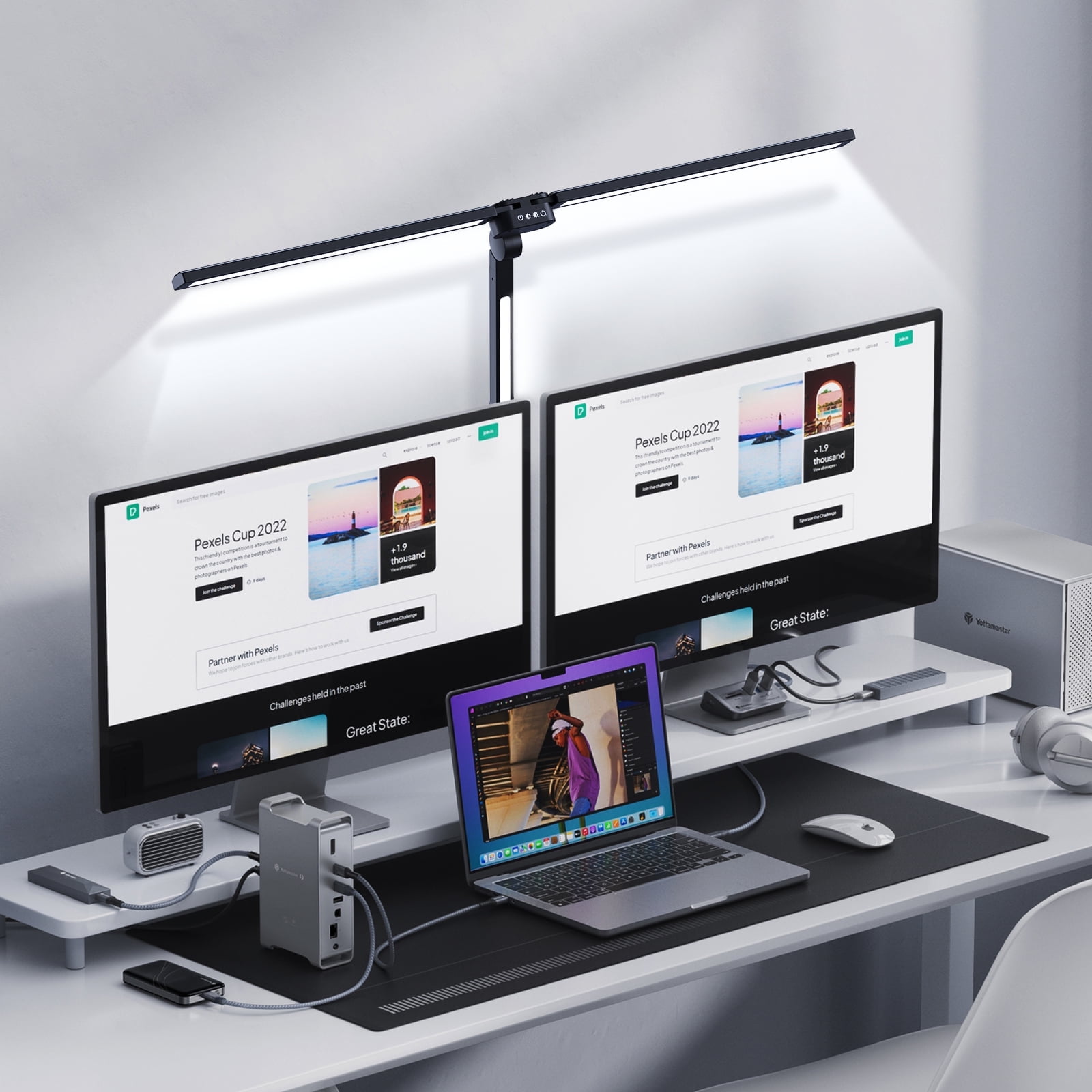 CAALOGT LED Desk Lamp, Dual Head 3-Light with Remote Control and ...