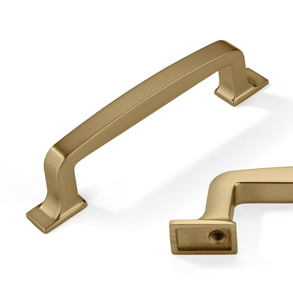 CABDM 10 Pack Bruhsed Gold Cabinet Pulls 3-3/4 Inch(96mm) Hole Center Vintage Brushed Brass ...