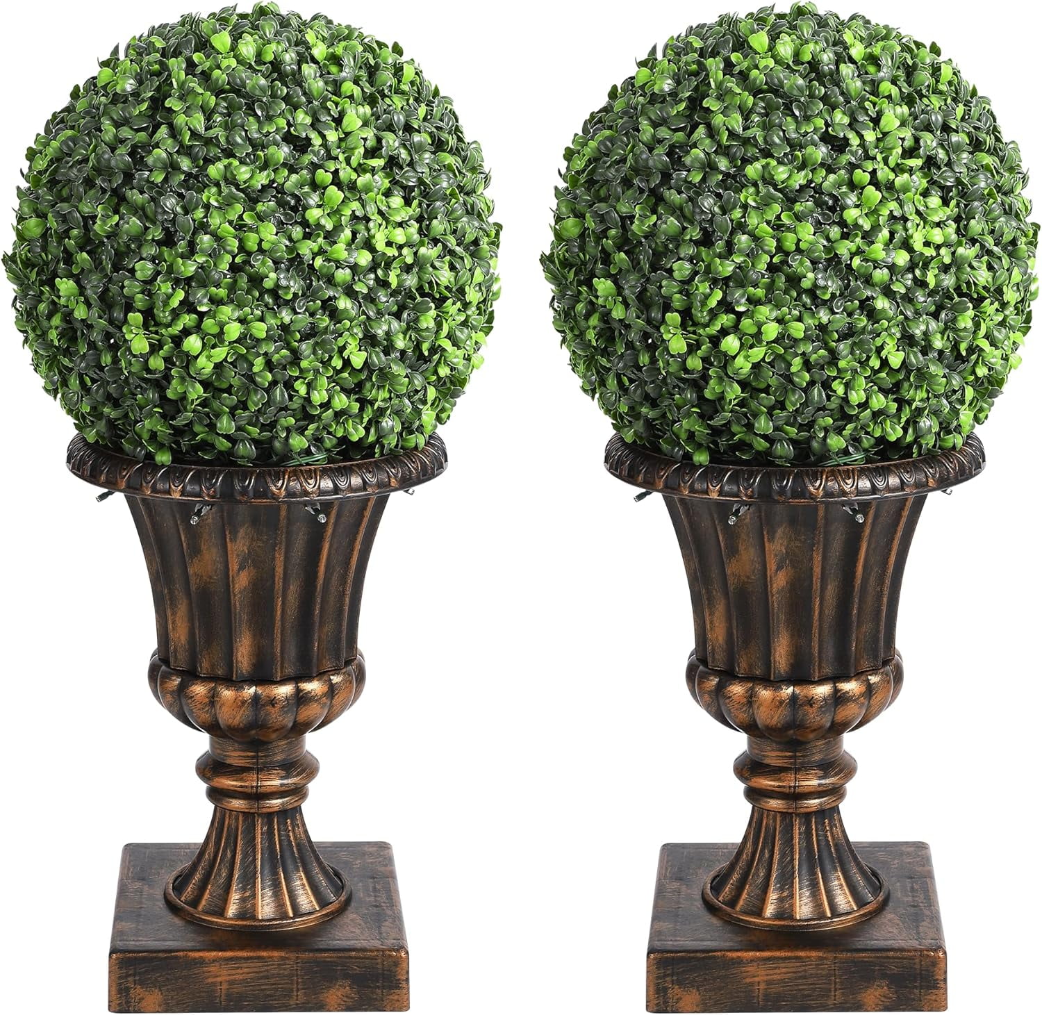 CABIHOME 2 PCS 12” Artificial Plant Topiary Ball with Pot, Faux Boxwood ...