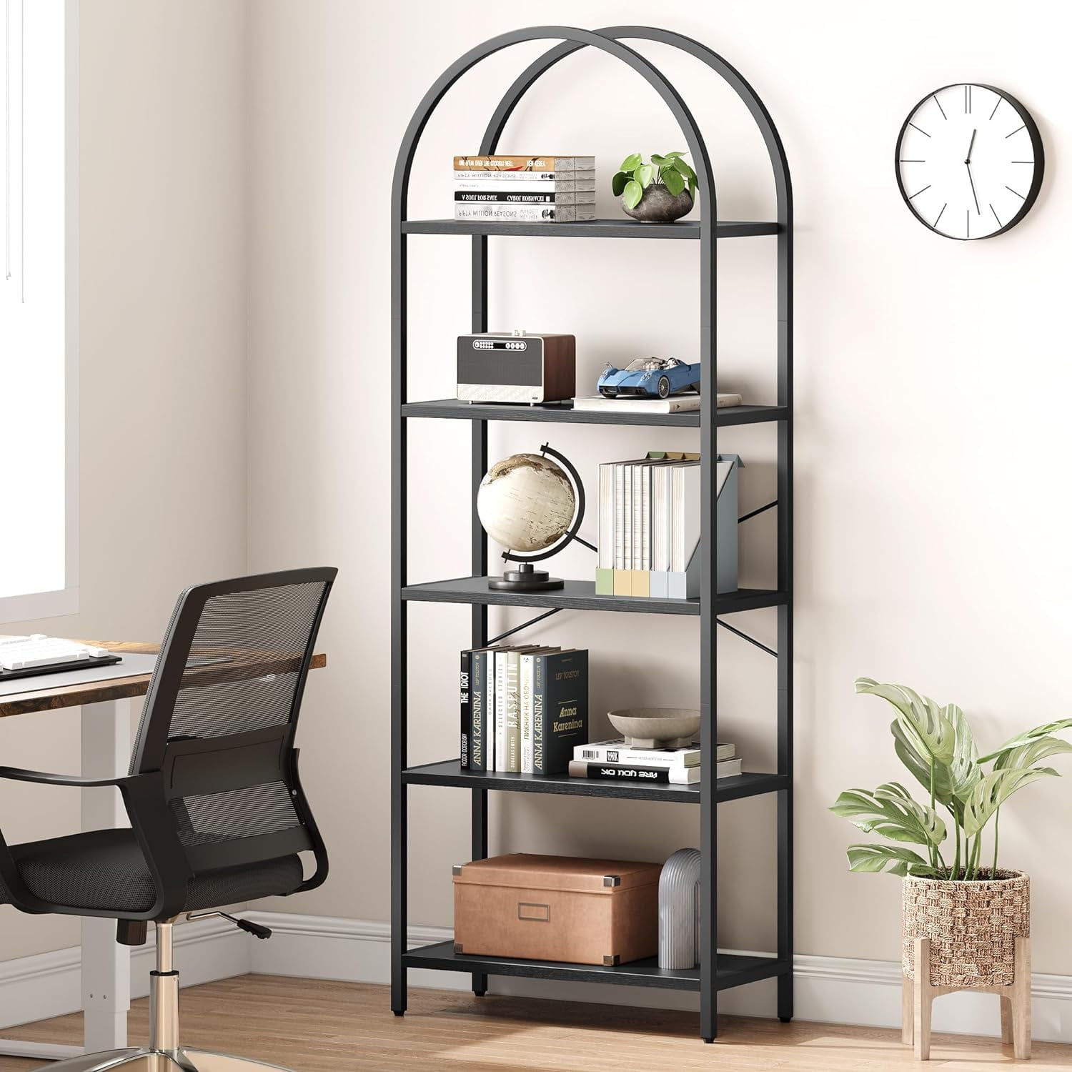 CABIHOME Bookshelf Tall Bookcase Arched Standing Bookshelves Modern ...