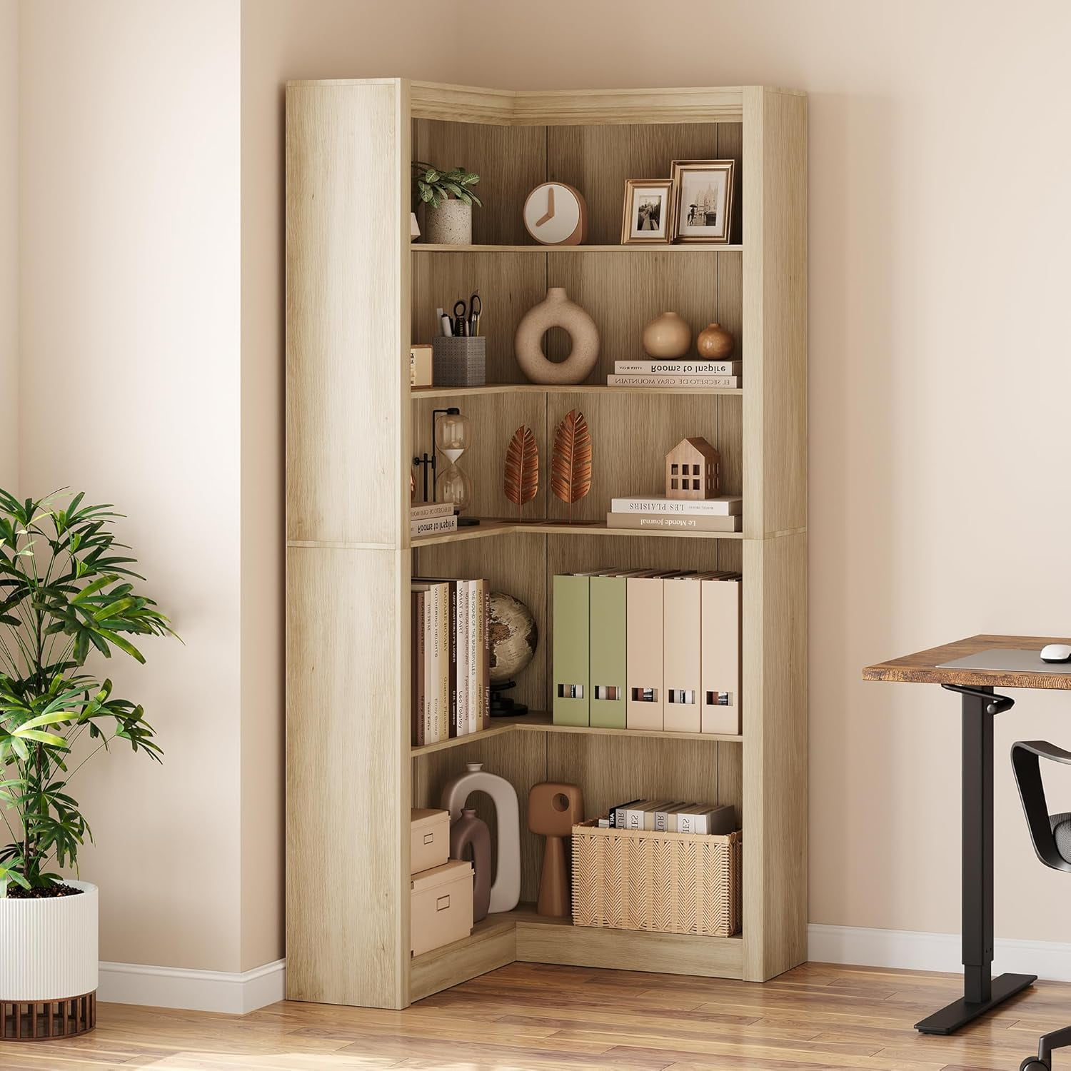 CABIHOME Corner Bookshelf Farmhouse Corner Bookcase 71.8'' Tall ...