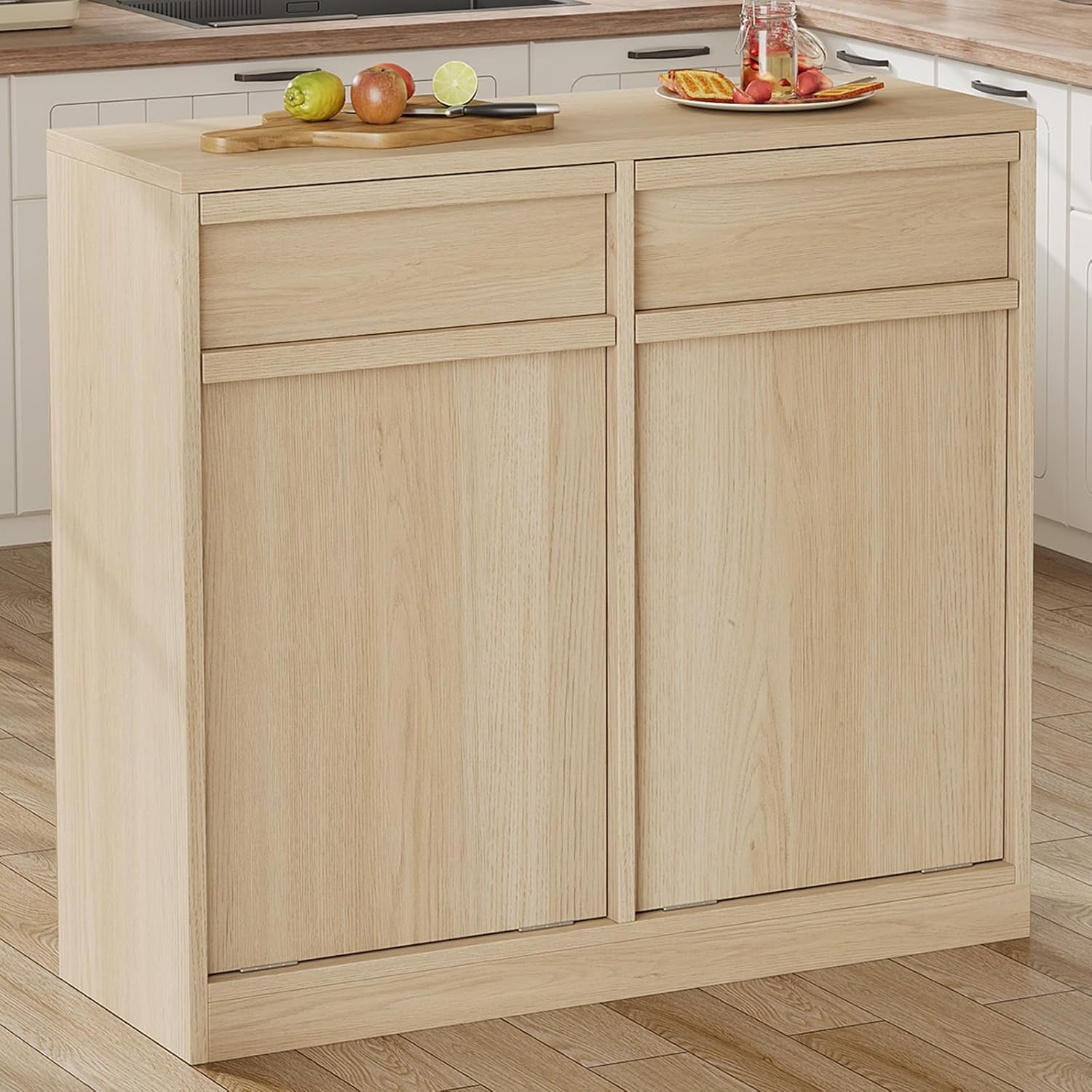 CABIHOME Double Tilt Out Trash Cabinet, Hidden Trash Cabinet with 20 ...