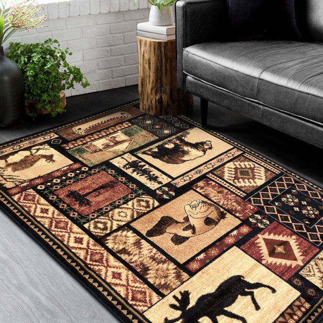 CABIN-908 HR Cabin Nature and Animals Area Rug Fish - 52 x 72 - Walmart.com