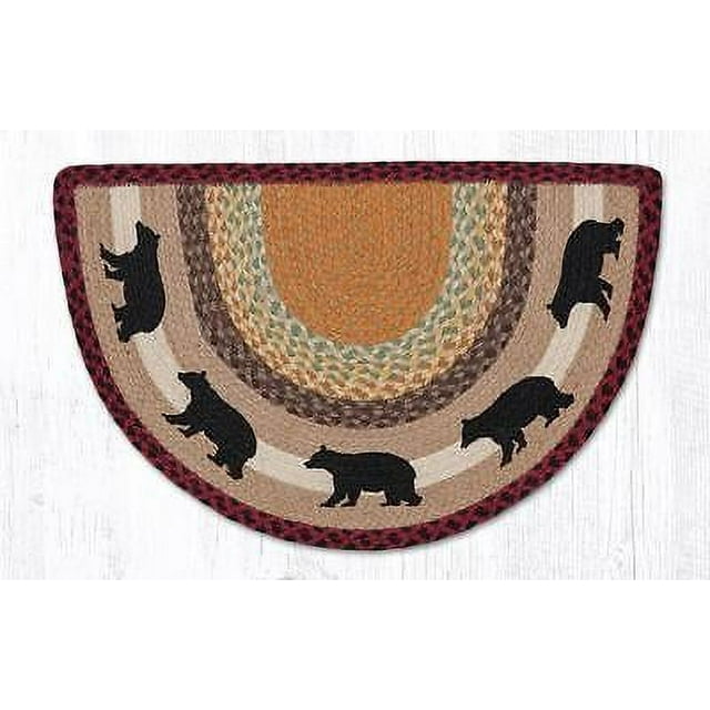 CABIN BEAR 100% Natural Braided Jute Rug, 18" x 29" Slice, Earth Rugs ...