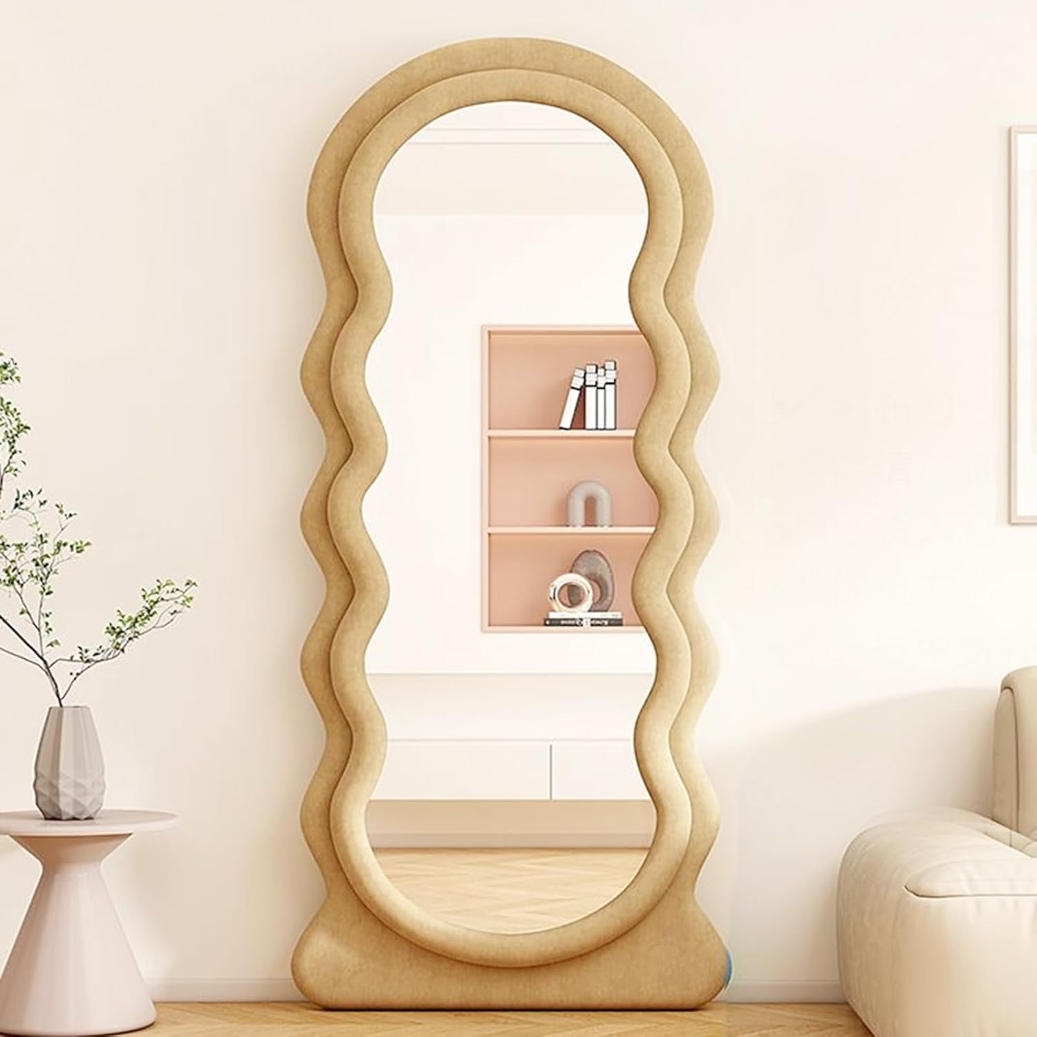 CABINAHOME 63"×24" Floor Mirror, Wavy Full Length Mirror, Wave Mirror ...