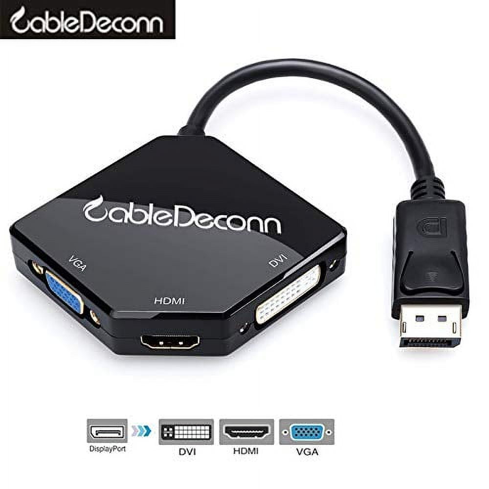 CABLEDECONN DisplayPort DP to HDMI/DVI/VGA Male to Female Adapter ...