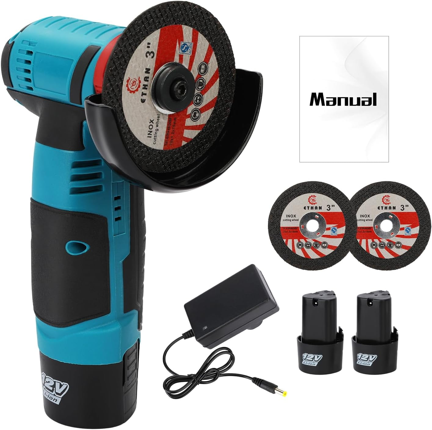 CAC-12V Cordless Angle Grinder Kit,3-Inch Battery Powered Angle Grinder ...