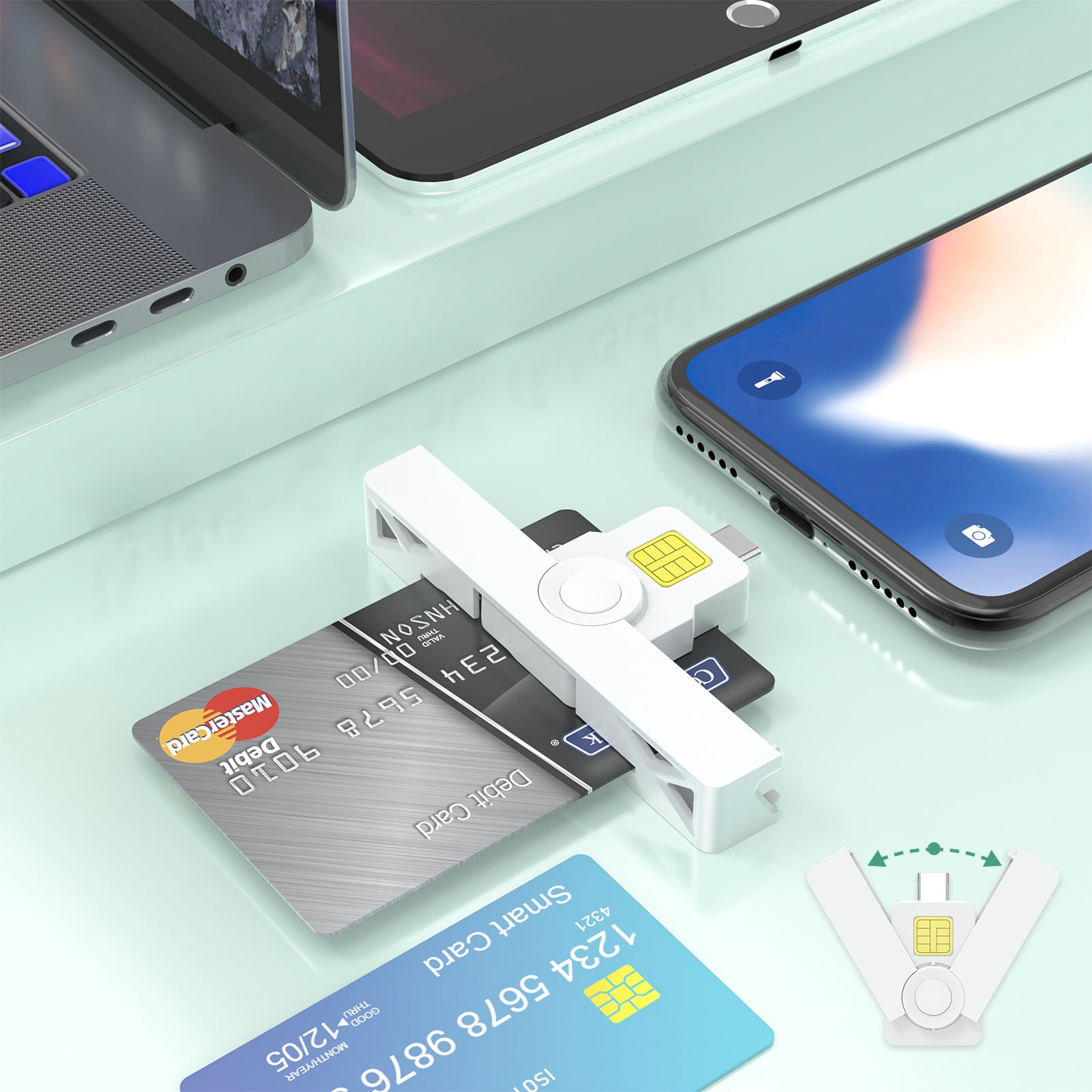 CAC Card Reader Foldable for Windows/Mac OS/Android (Type-C) - Walmart.com