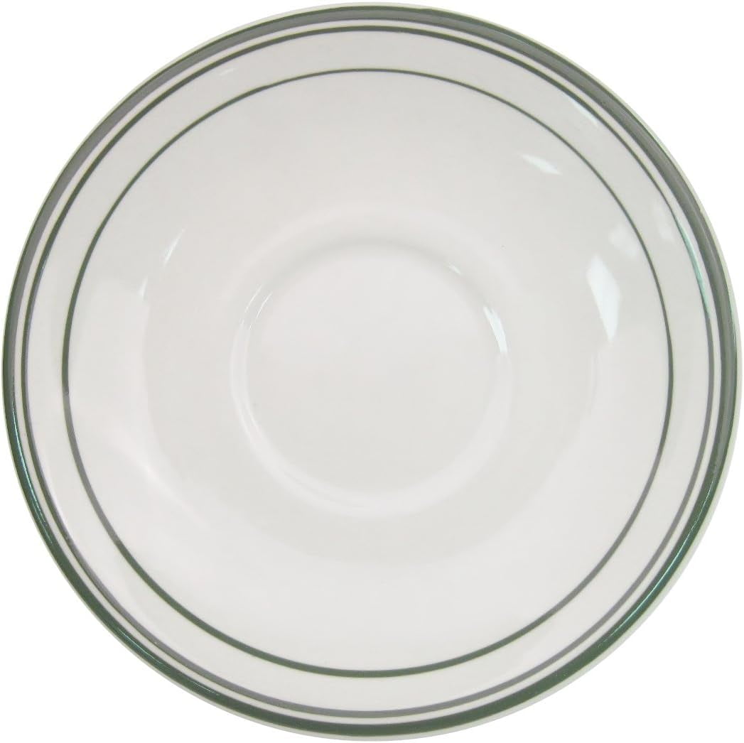 CAC China GS-2 6-Inch Greenbrier Green Band Stoneware Saucer, American ...