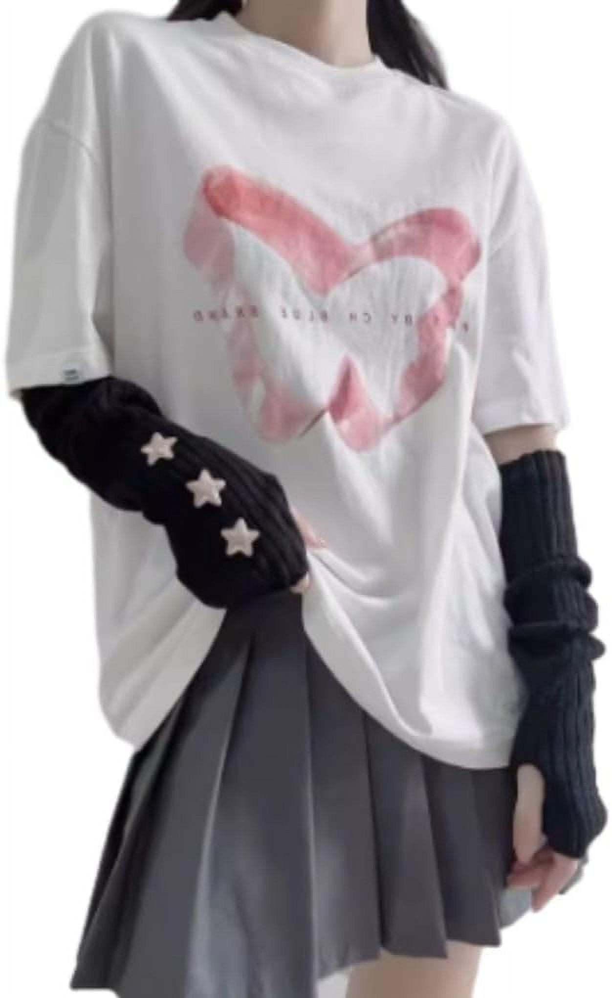 CAC-Y2K Star Mitten Y2k Arm Warmers Kawaii Fingerless Glove Trendy ...