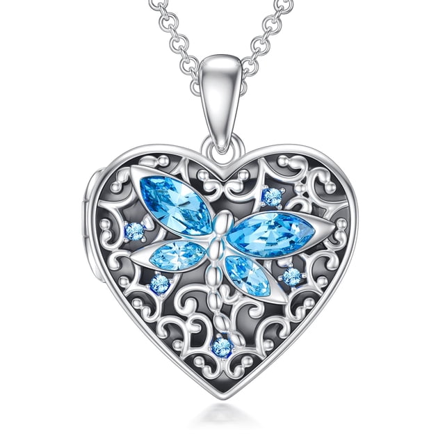CACA LADY 925 Sterling Silver Love Dragonfly Crystal Photo Box that ...