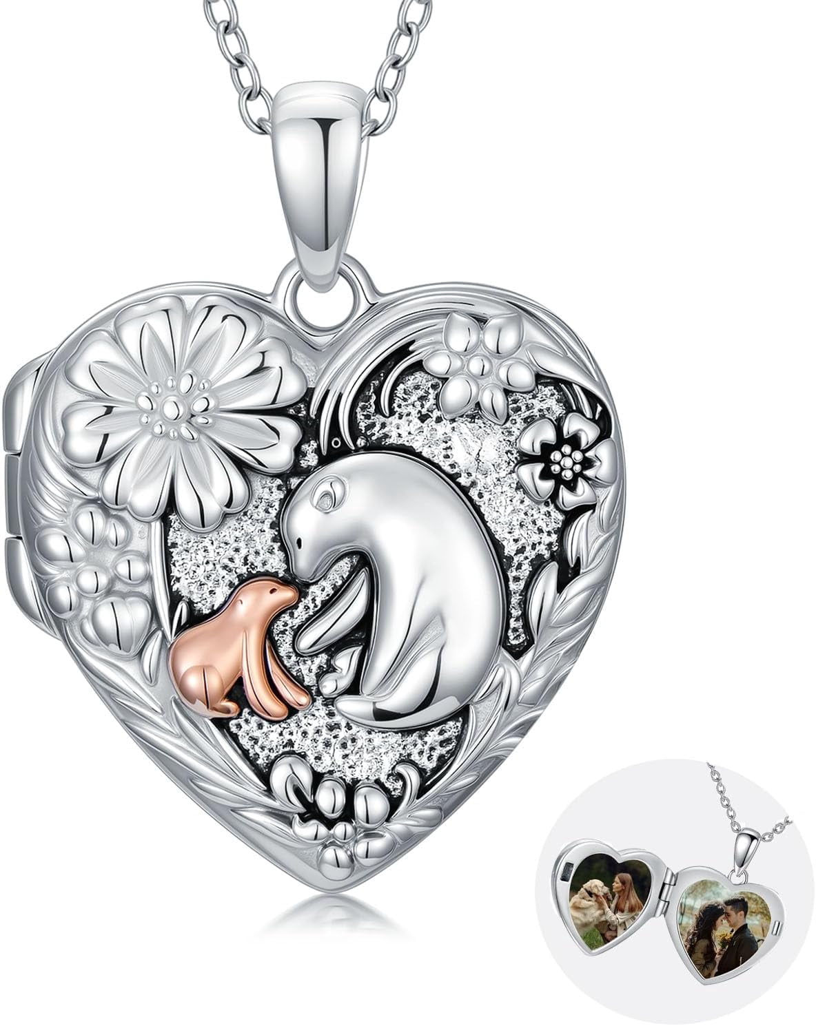 CACA LADY Bear Locket Necklaces That Holds Picture 925 Sterling Silver ...