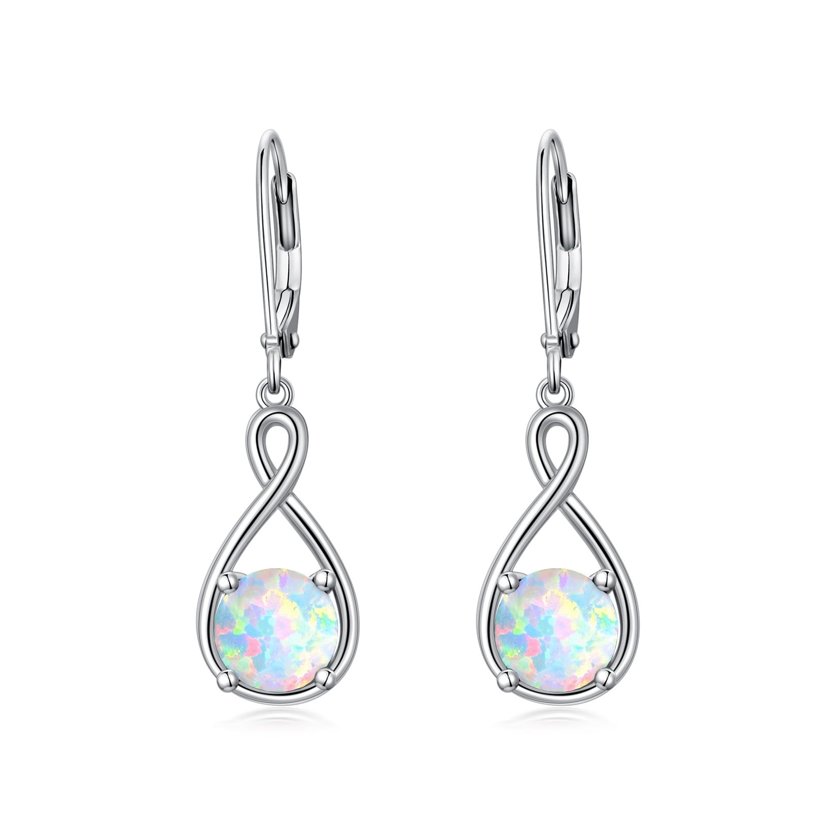 CACA LADY Birthstone Dangle Drop Earrings 925 Sterling Silver Infinity ...