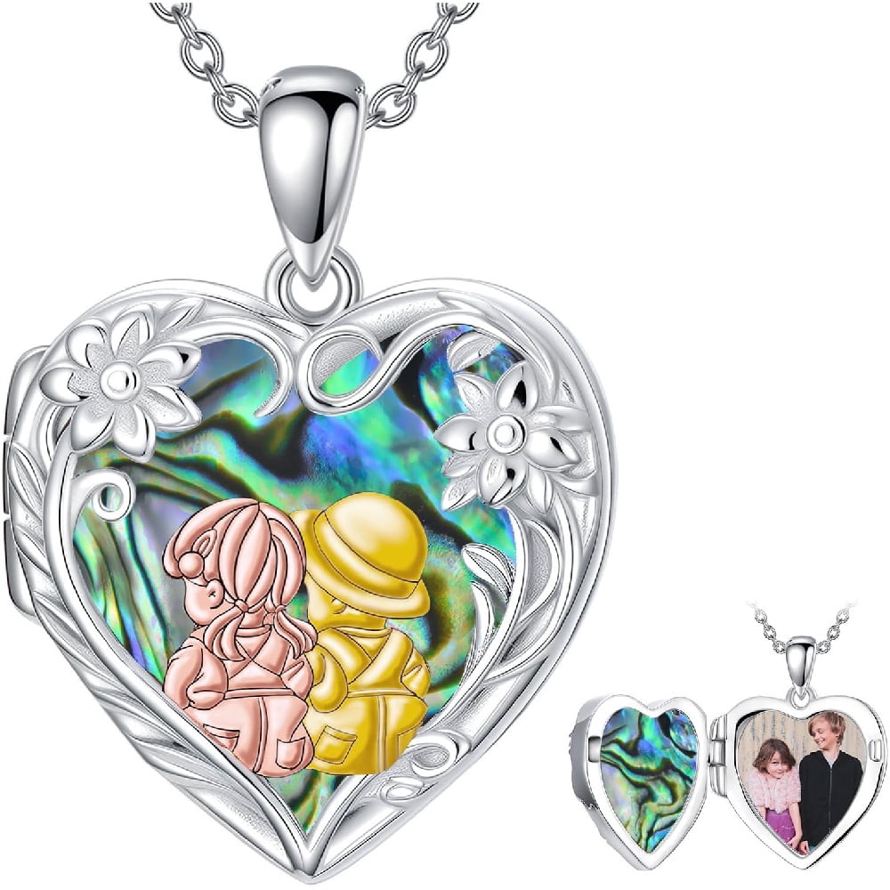 CACA LADY Brother and Sister Necklace Heart Locket Necklace That Holds ...