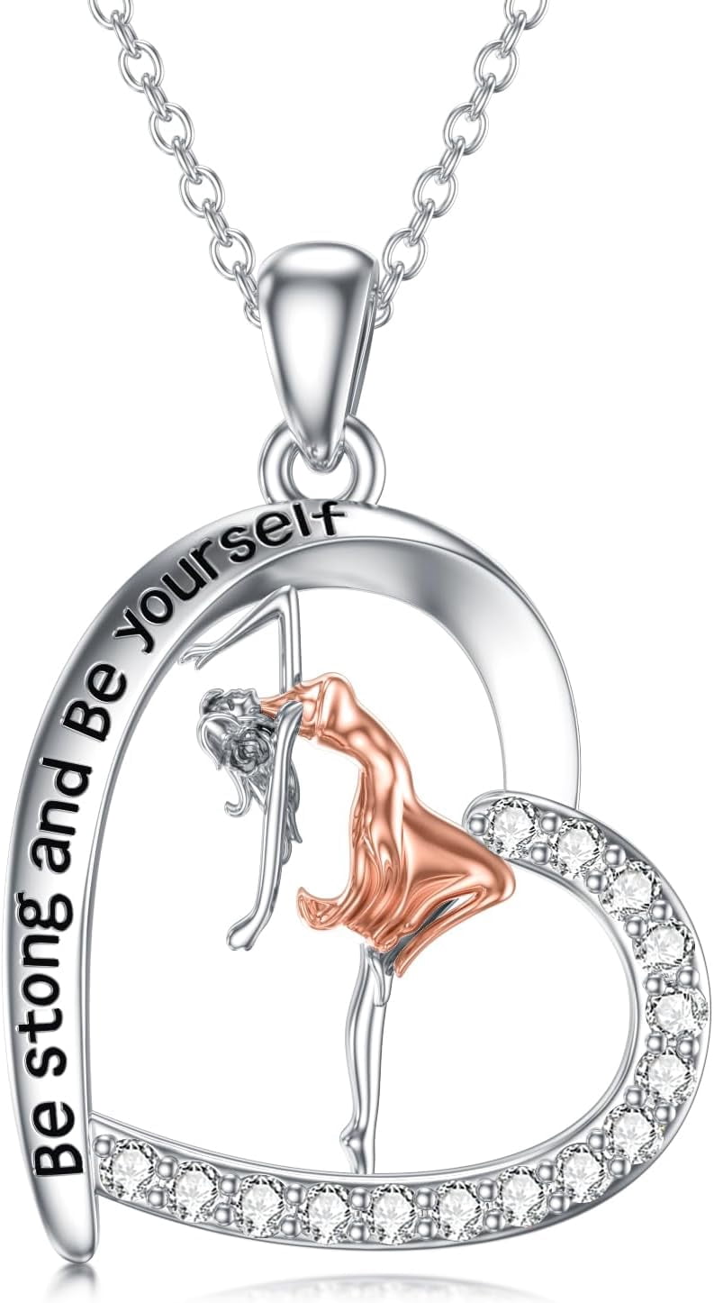 CACA LADY Dance Necklace 925 Sterling Silver Heart Ballerina Ballet ...