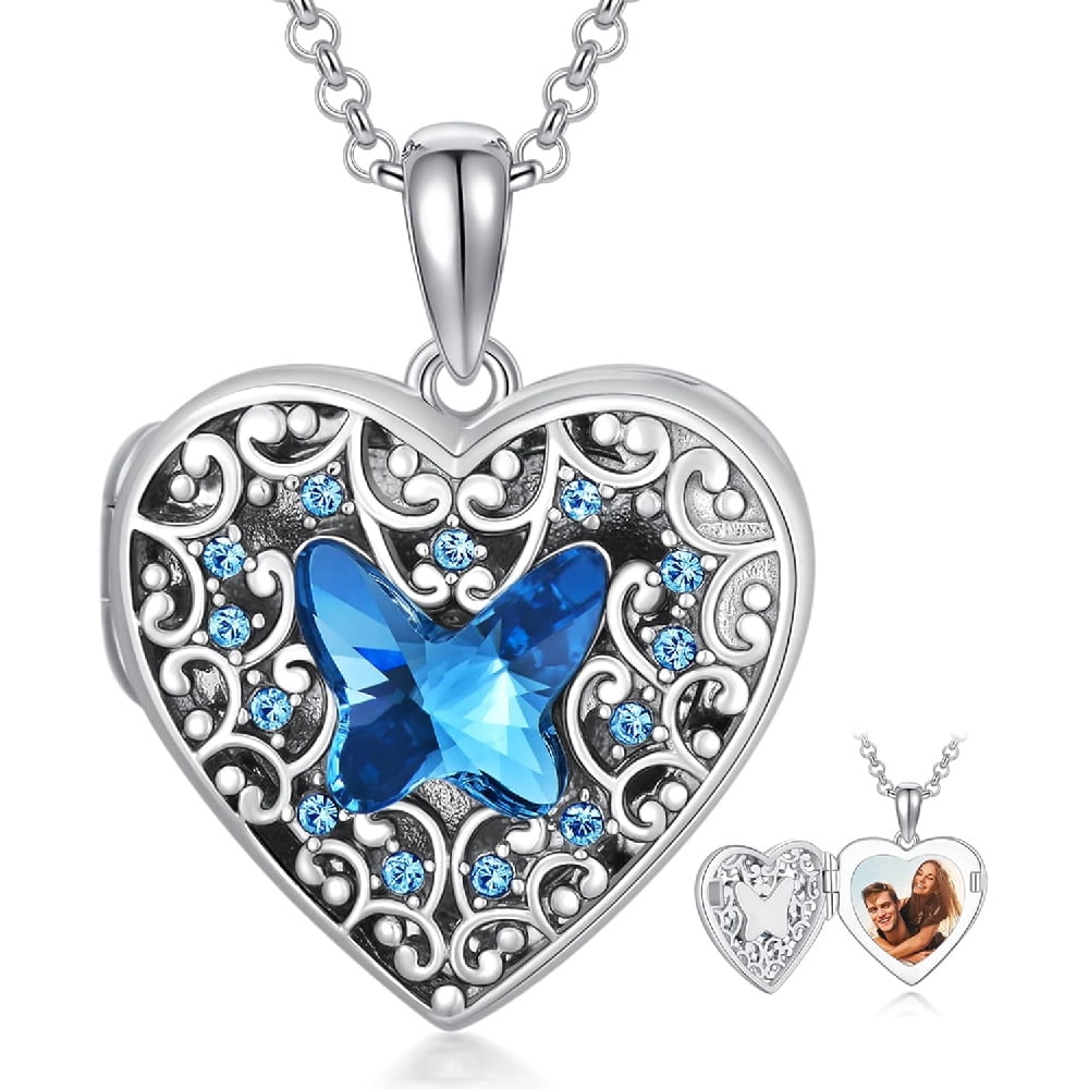 CACA LADY Heart Locket Necklace That Holds Pictures Sterling Silver ...