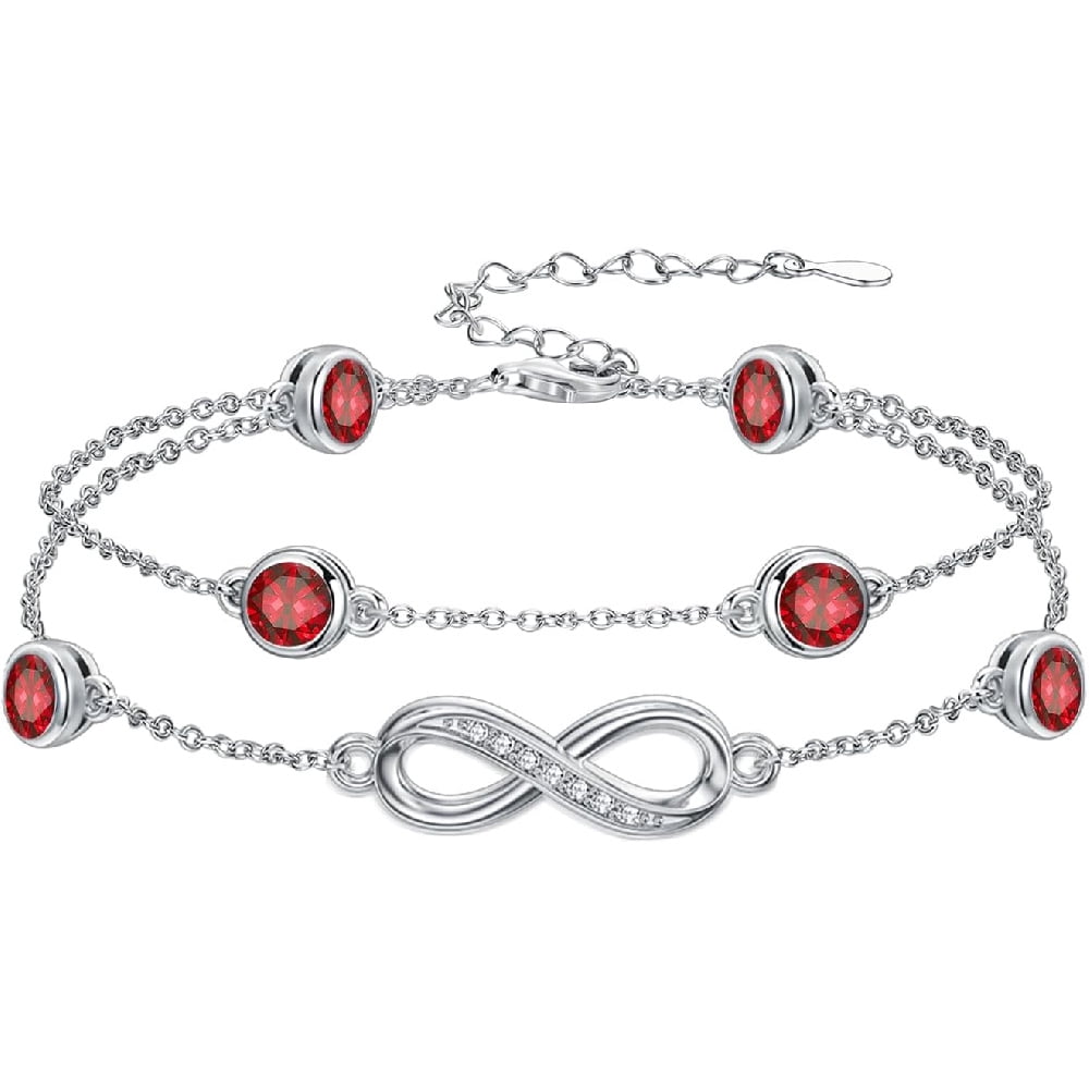 CACA LADY Infinity Bracelet 925 Sterling Silver Red Garnet Bracelet ...