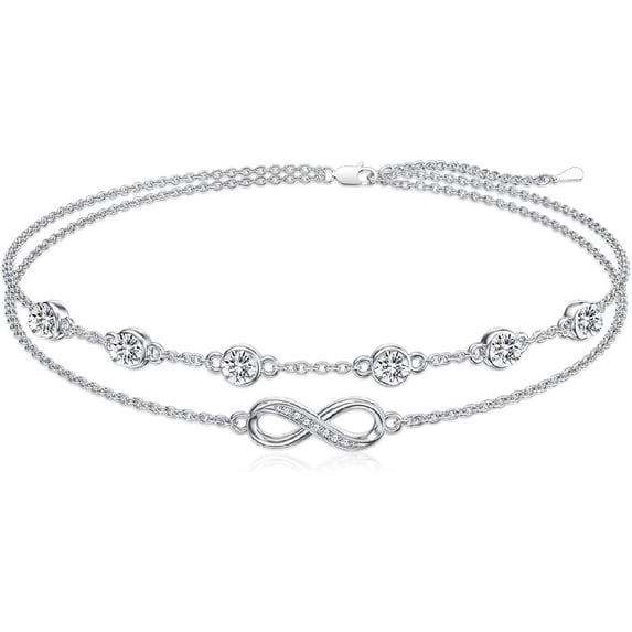 CACA LADY Infinity Bracelet 925 Sterling Silver White Crystal Bracelet ...