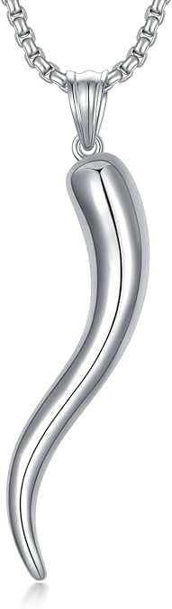 CACA LADY Italian Horn Necklace 925 Sterling Silver Italian Amulet ...