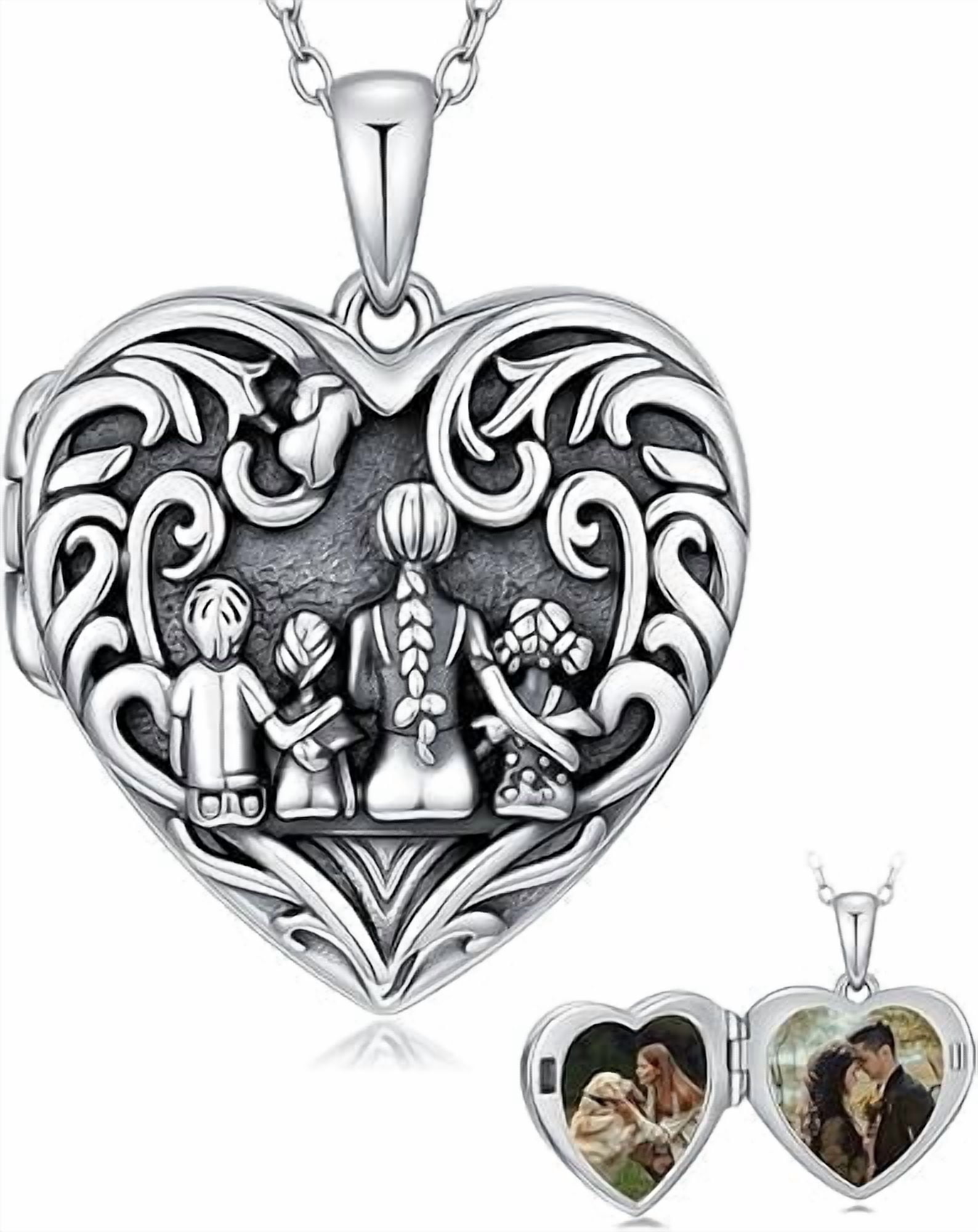 CACA LADY Mother Daughter Locket Necklace That Holds 2 Pictures 925 ...
