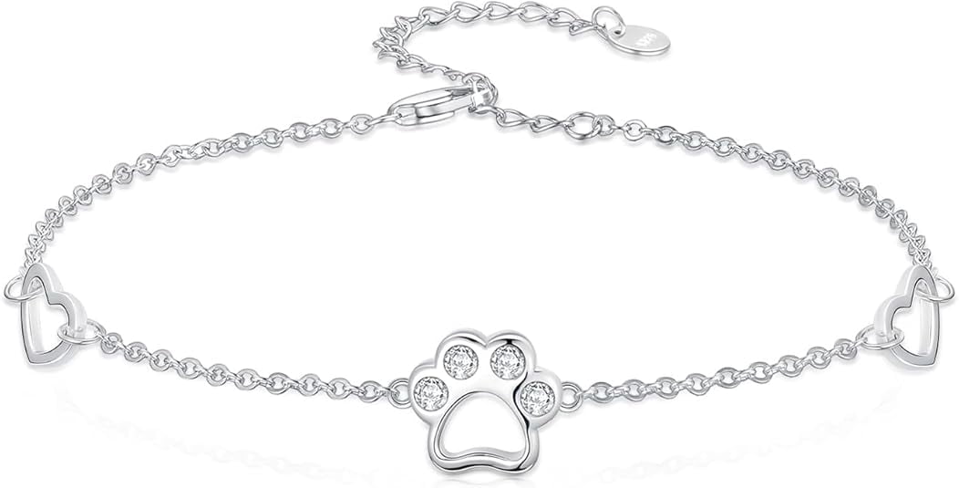 CACA LADY Paw Print Bracelet 925 Sterling Silver Dog Cat Paw Prints ...