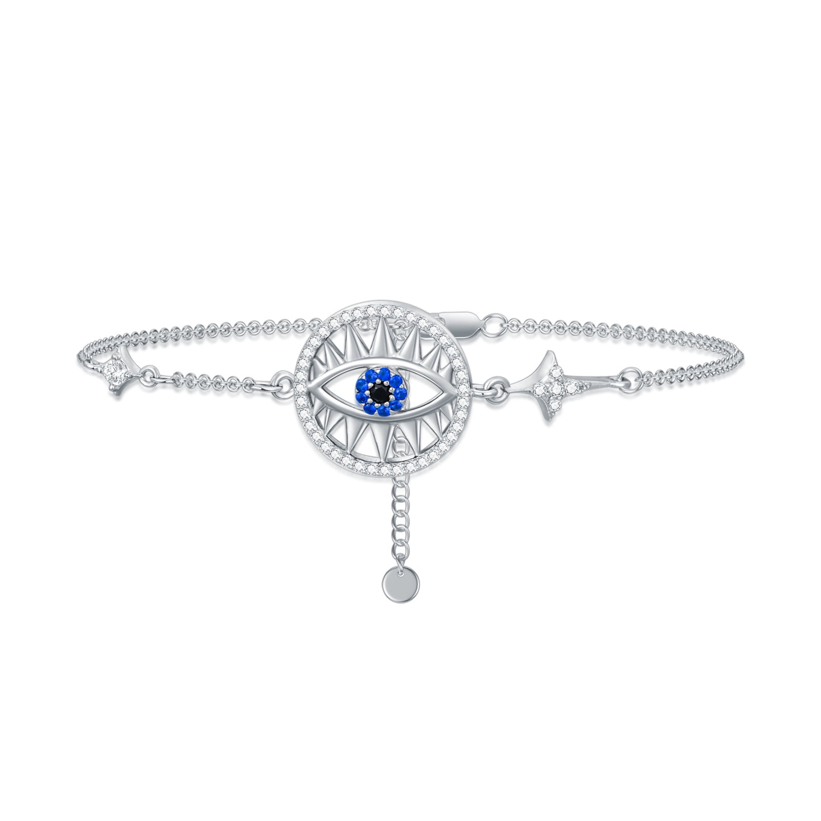 CACA LADY Round eye Bracelets 925 Sterling Silver Good Luck Bracelet ...