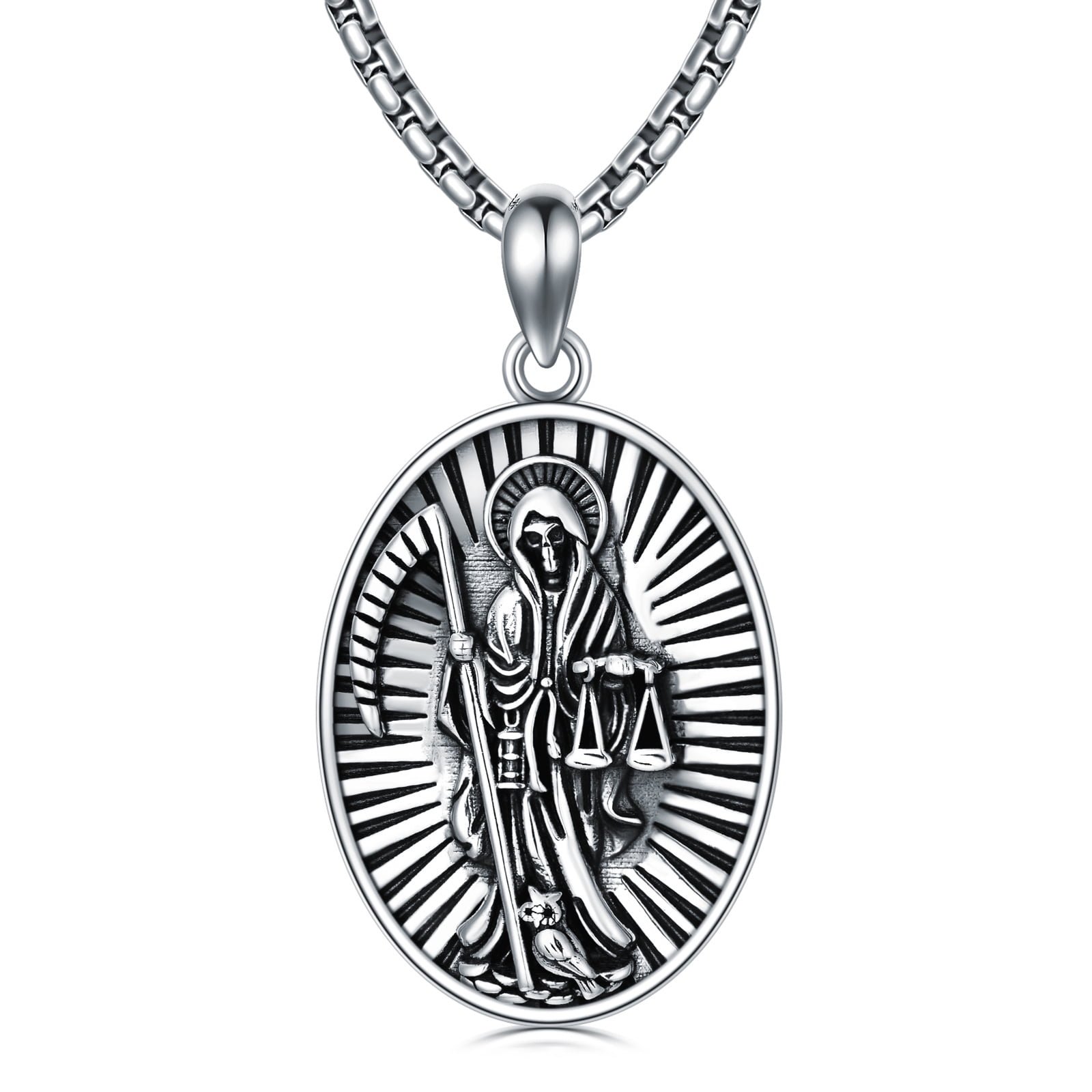 CACA LADY Saint Necklace 925 Sterling Silver Patron Amulet Medal ...