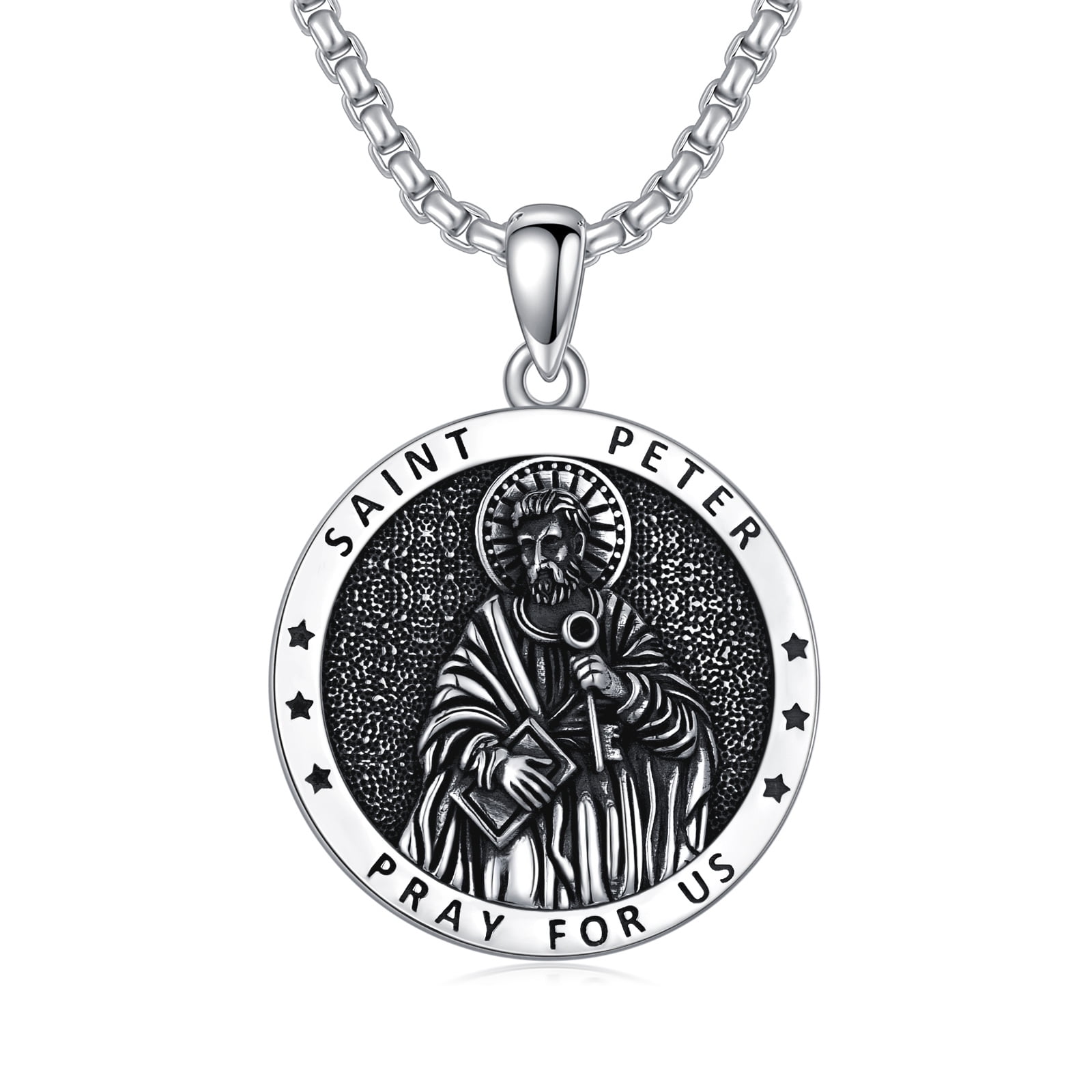 CACA LADY Saint Necklace 925 Sterling Silver Patron Amulet Medal ...