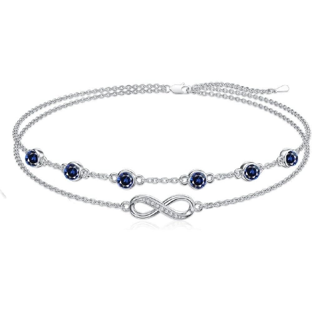 CACA LADY Sapphire Bracelet Blue Infinity Bracelet for Women 925 ...