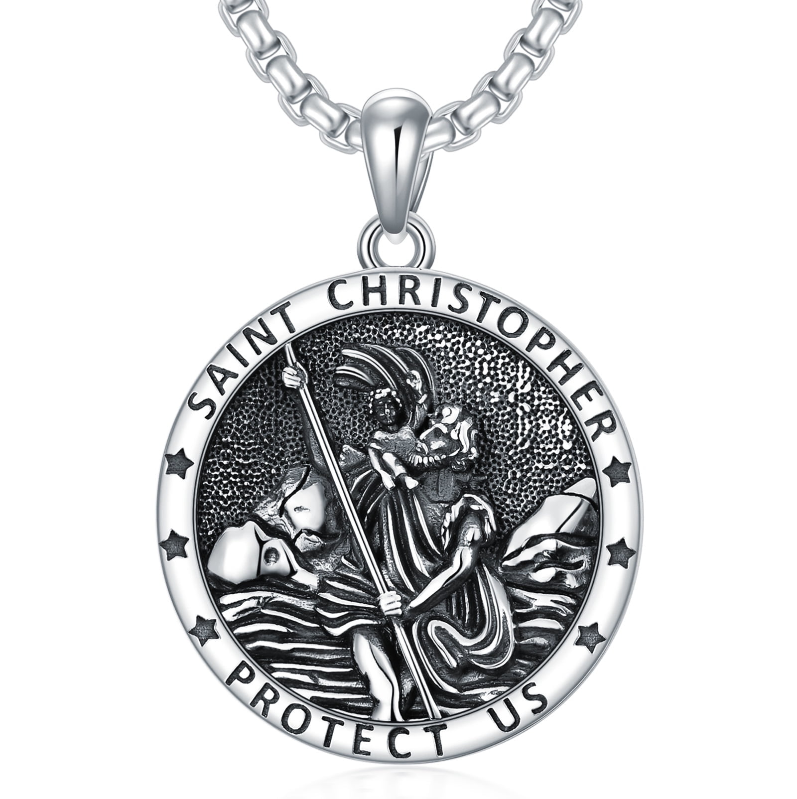 CACA LADY St. Christopher Saint Necklace 925 Sterling Silver Patron ...