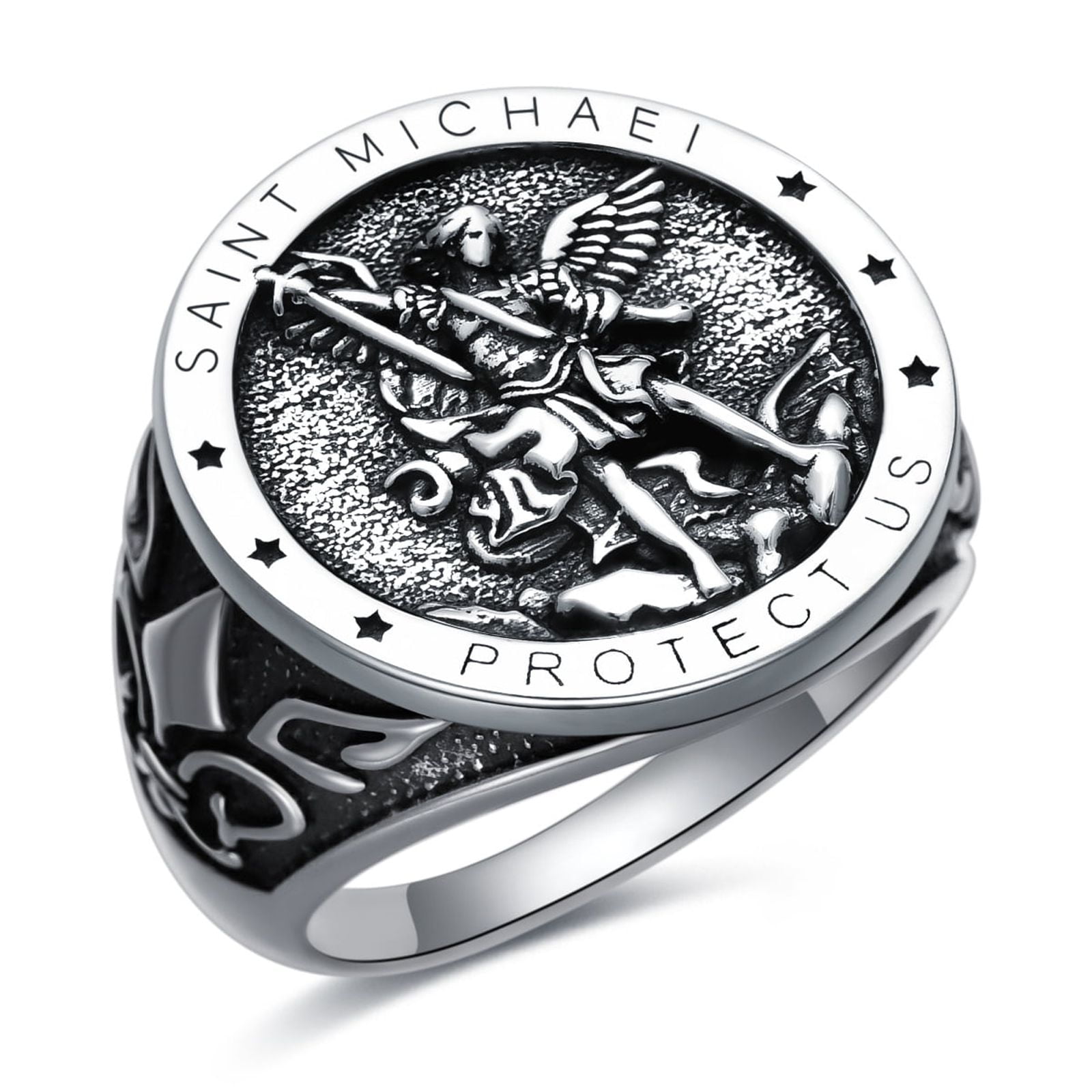 CACA LADY St Michael Ring for Men Sterling Silver Saint Michael Ring ...