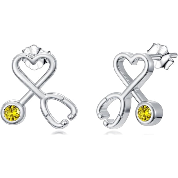 CACA LADY Stethoscope Earrings 925 Sterling Silver Nurse Studs Earrings ...