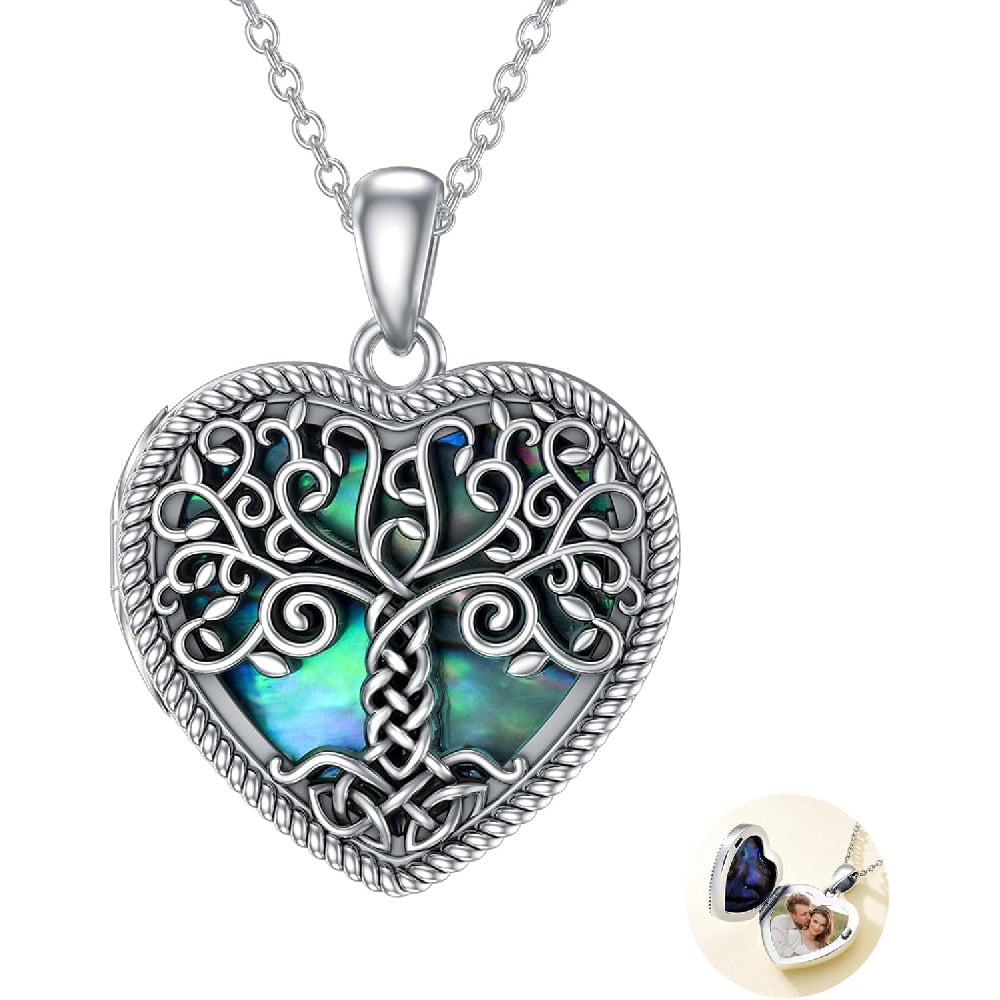 CACA LADY Tree of Life Locket Necklace 925 Sterling Silver with Heart ...