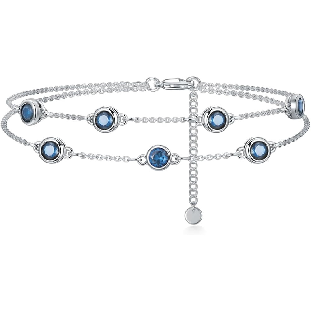 CACA LADY Womens Blue Anklet 925 Sterling Silver December Birthstone ...