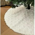 CACAGOO 48inch White Knit Christmas Tree Skirt - Ivory Cable Knit Mat ...
