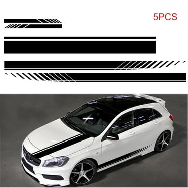 5 PCS Universal Red Car Racing Body Side Stripe Skirt Roof Hood Decal ...
