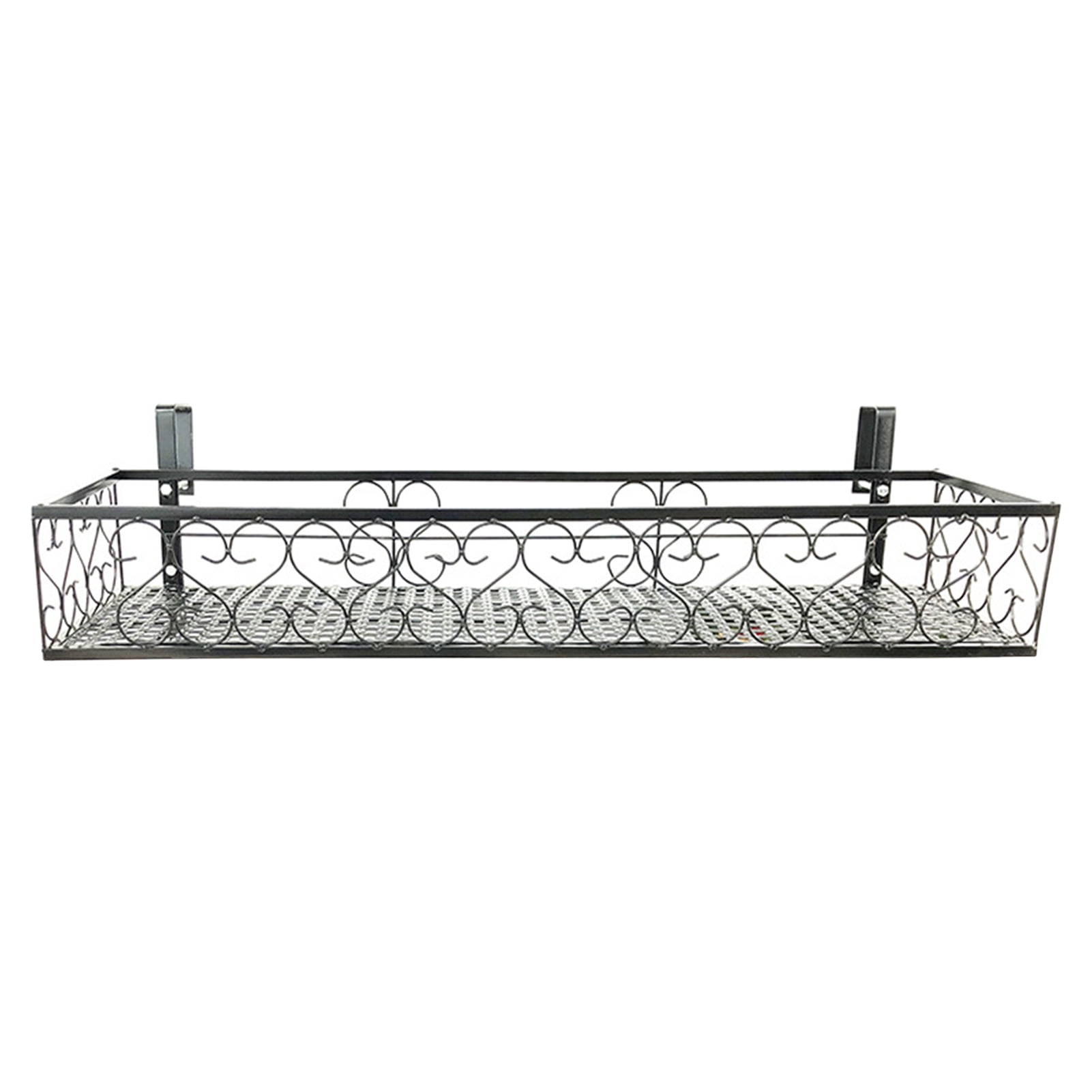 CACAGOO Iron Flower Railing Shelf Basket with Hooks Outdoor Plant Stand ...