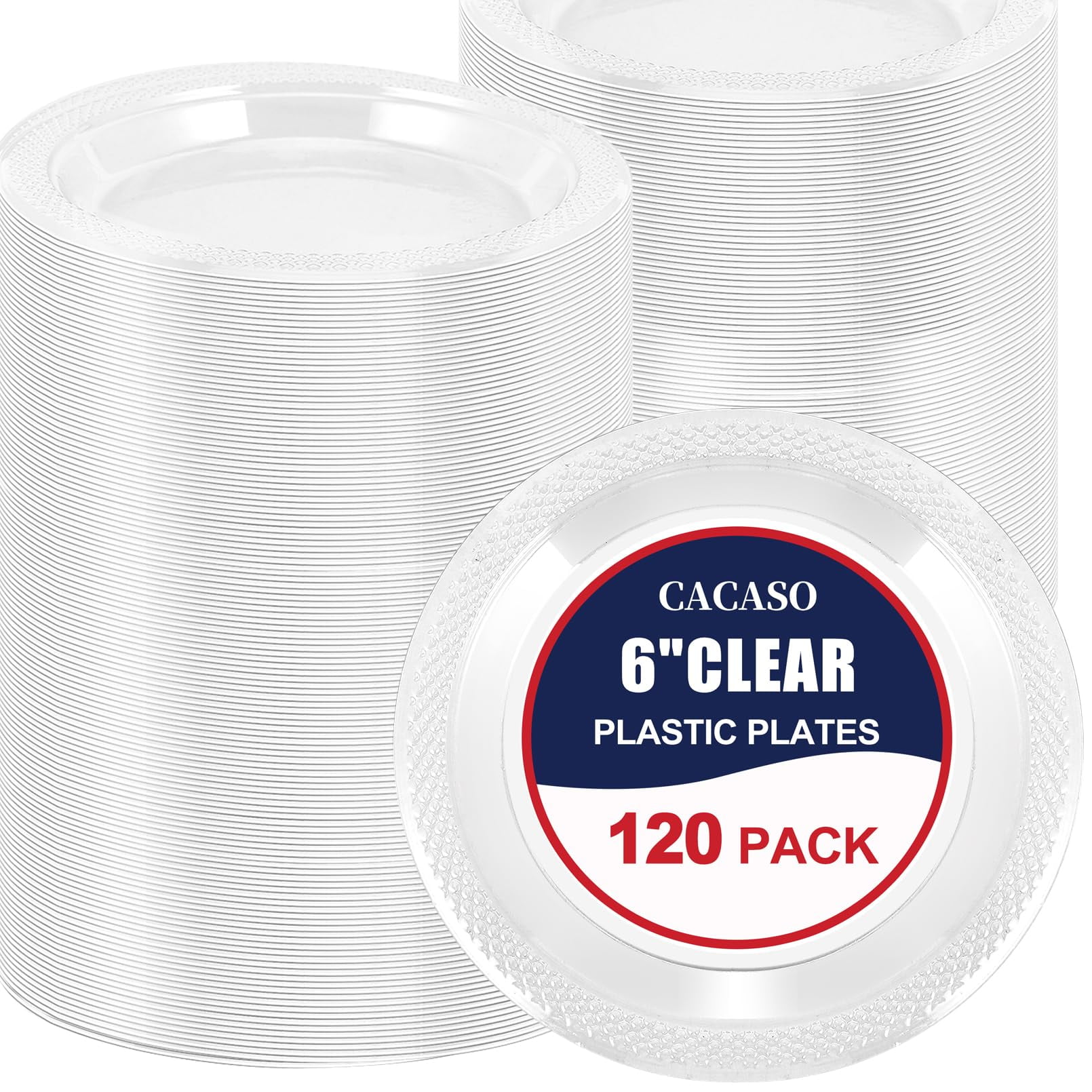 CACASO 120 Pack Plastic Dessert Plates,6 AFN1Inch Clear Plastic Dinner ...
