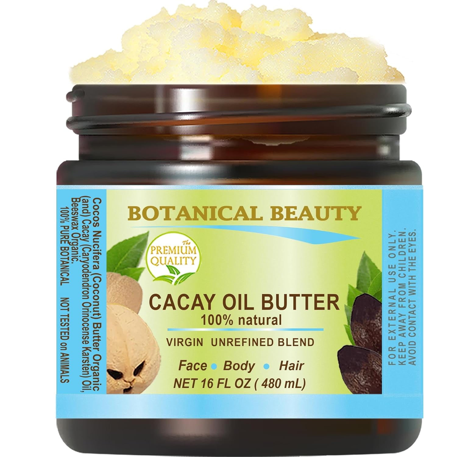 CACAY OIL BUTTER Pure Natural Unrefined 16 Fl. Oz.- 480 ml for FACE ...