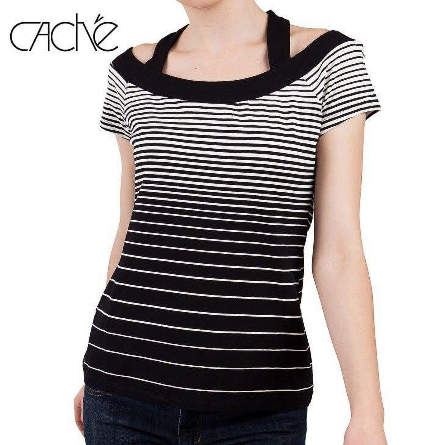 CACHE Striped Pattern Casual Cross Back Strap Women's Fashion Top ...