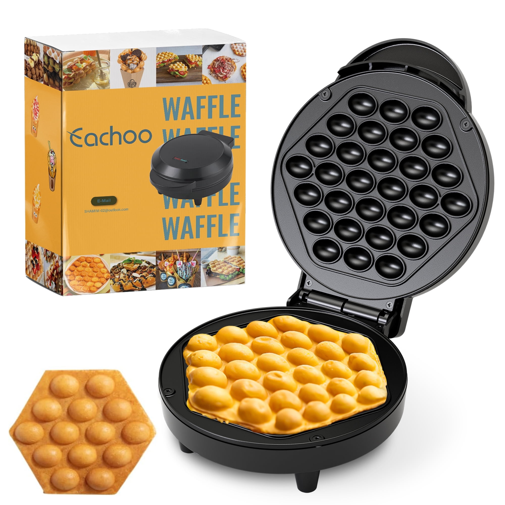 CACHOO Bubble Waffle Maker- Electric Non stick Hong Kong Egg Waffler ...