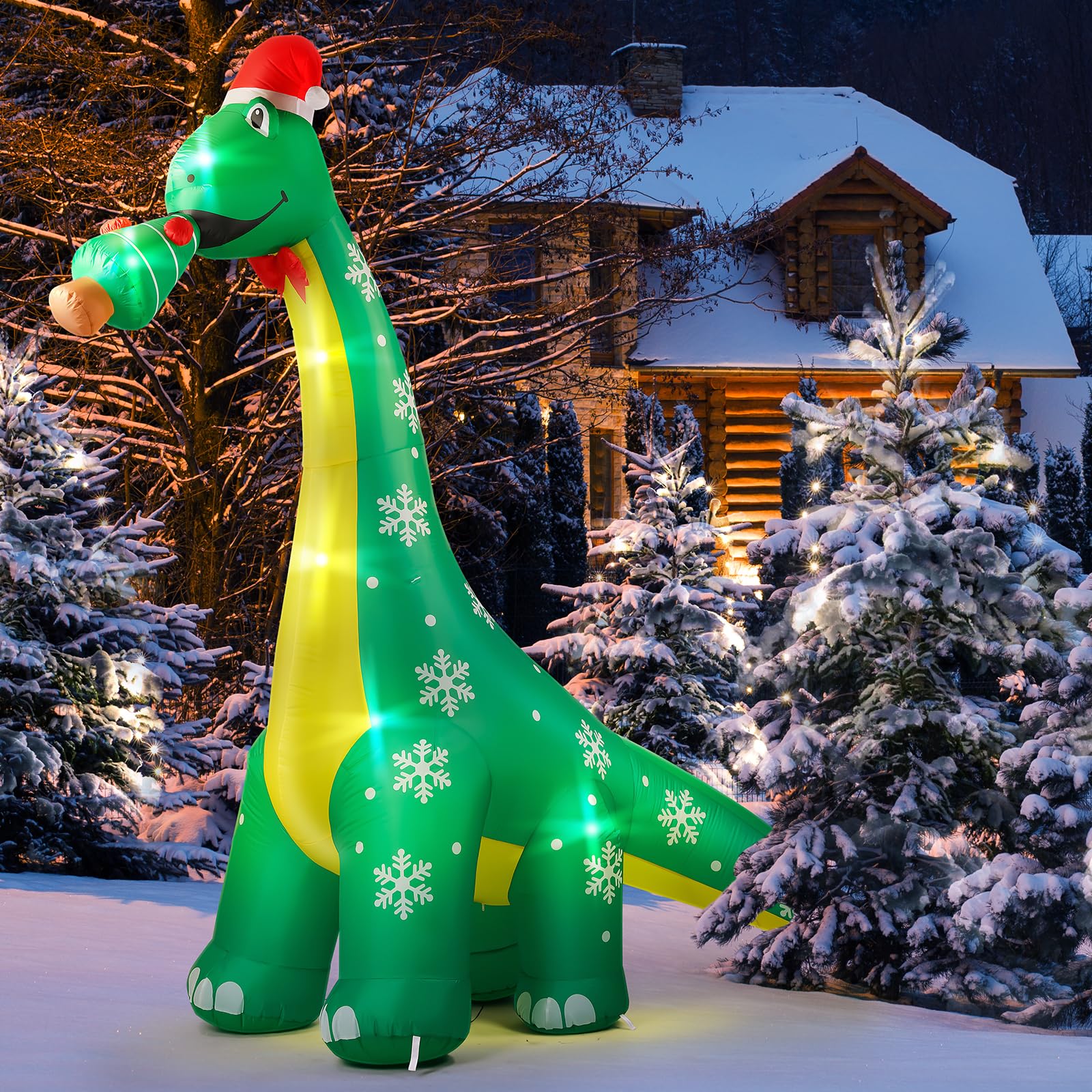 CACIRAL 10 FT Dinosaur Christmas Inflatable Outdoor Decoration, Lighted ...