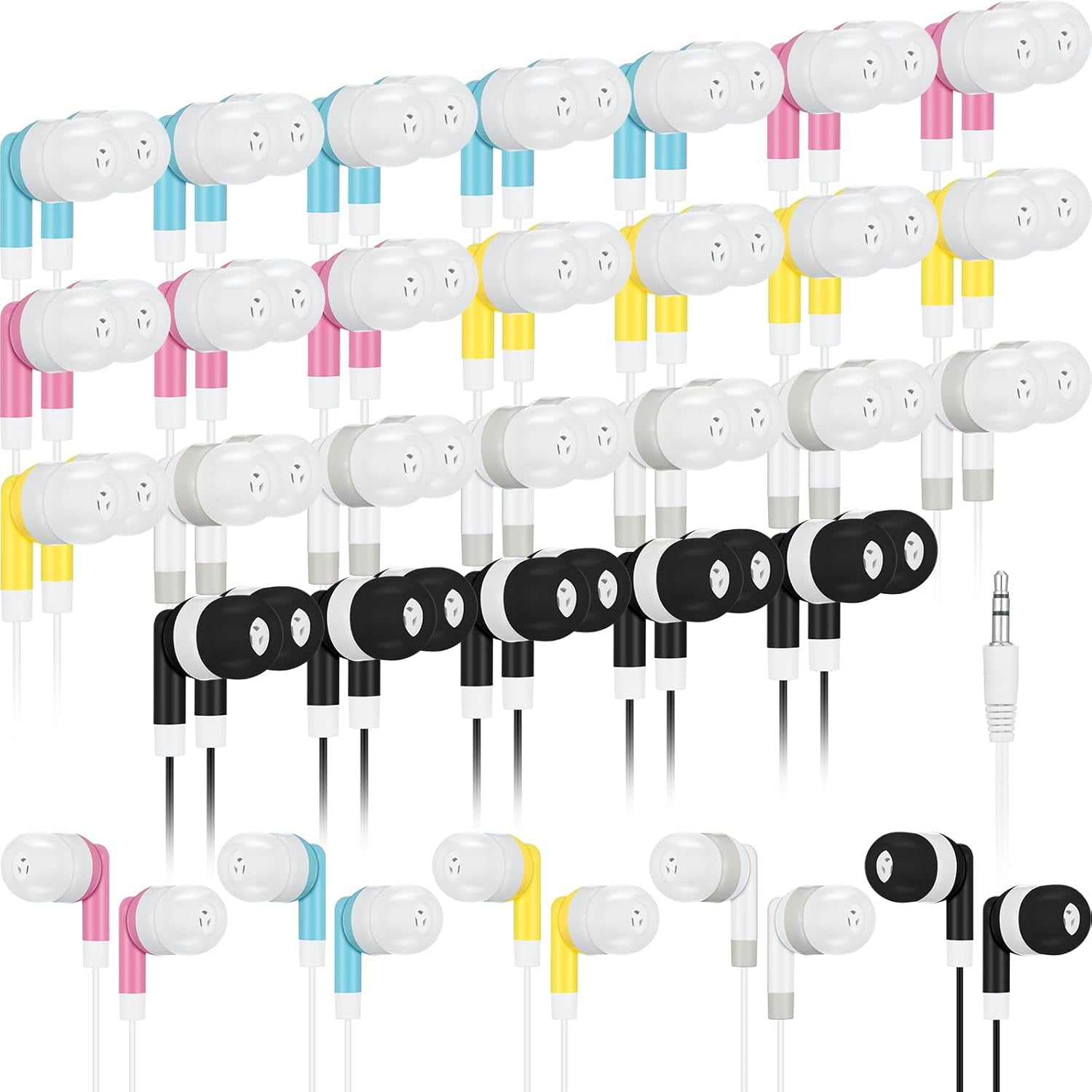 CACOCO-25 Pack Kids Bulk Earbud Headphones For Classroom Student Wired ...